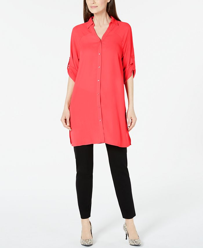 Alfani Roll-Tab Tunic Shirt, Created for Macy's - Macy's