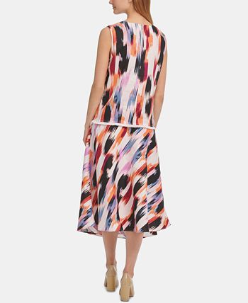 DKNY Printed Asymmetrical Top - Macy's