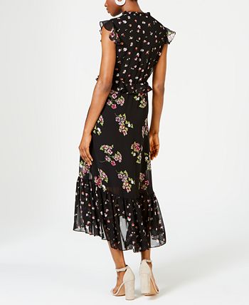 Taylor Floral Chiffon Ruffled Midi Dress - Macy's