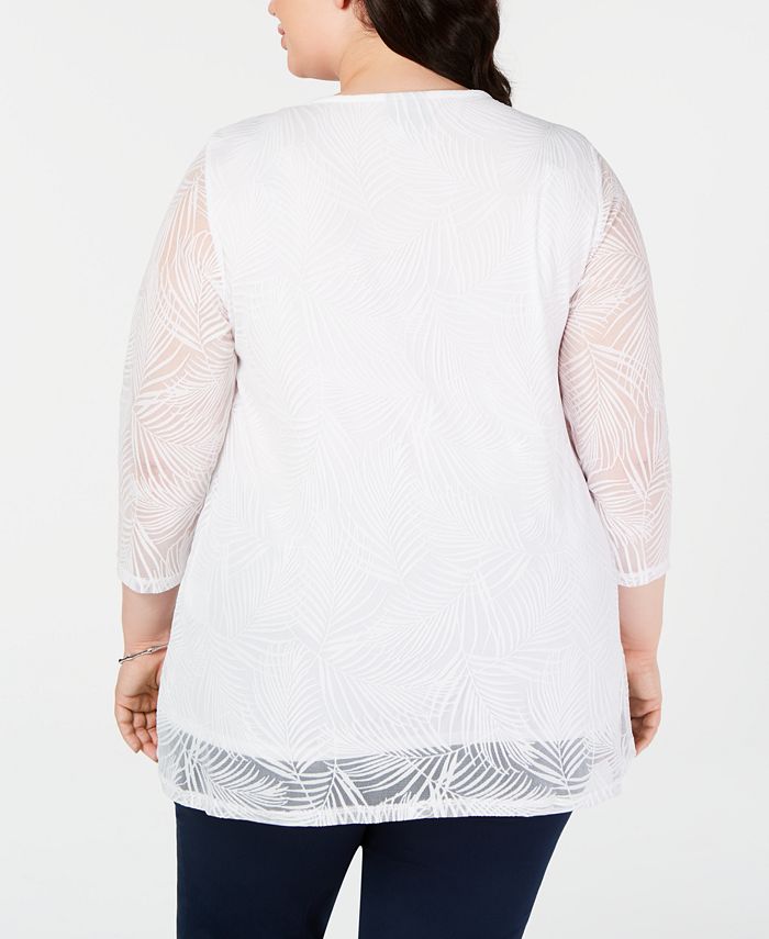 JM Collection Plus Size Textured Necklace Top, Created for Macy's - Macy's