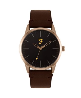 Farah Men's the Classic Collection Brown Leather Strap Watch 42mm - Macy's