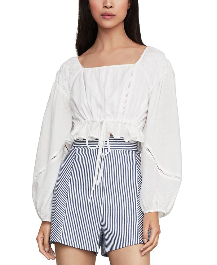 BCBGMAXAZRIA Balloon-Sleeve Crop Top - Macy's