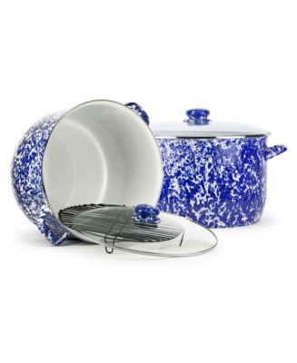 Golden Rabbit Cobalt Swirl Enamelware Collection 18 Quart Stock Pot ...