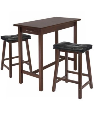 Sally 3-Piece Breakfast Table Set with 2 Cushion Saddle Seat Stools ...