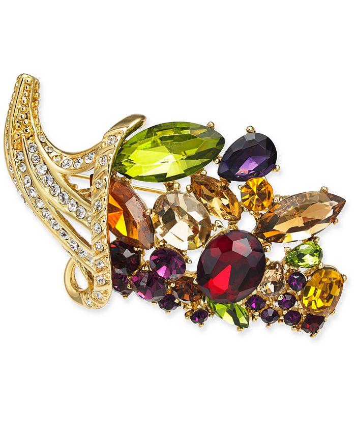 Charter Club Gold-Tone Crystal Cornucopia Pin, Created for Macy's - Macy's