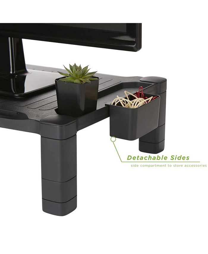 Mind Reader Plastic Monitor Stand With Side Compartments For Computer ...