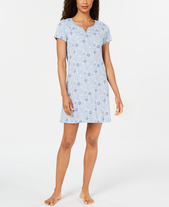 Charter Club Women's Cotton Knit Printed Sleepshirt Nightgown, Created ...