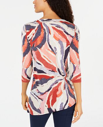JM Collection Petite Printed Asymmetrical Top, Created for Macy's - Macy's