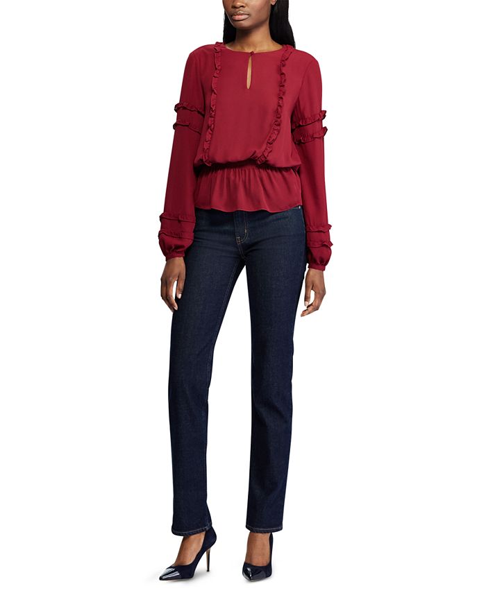 Lauren Ralph Lauren Ruffle-Trim Georgette Top - Macy's