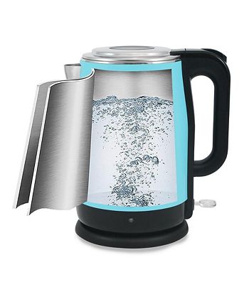 Americana 1.7L Blue Cool Touch Stainless Steel Electric Kettle with ...