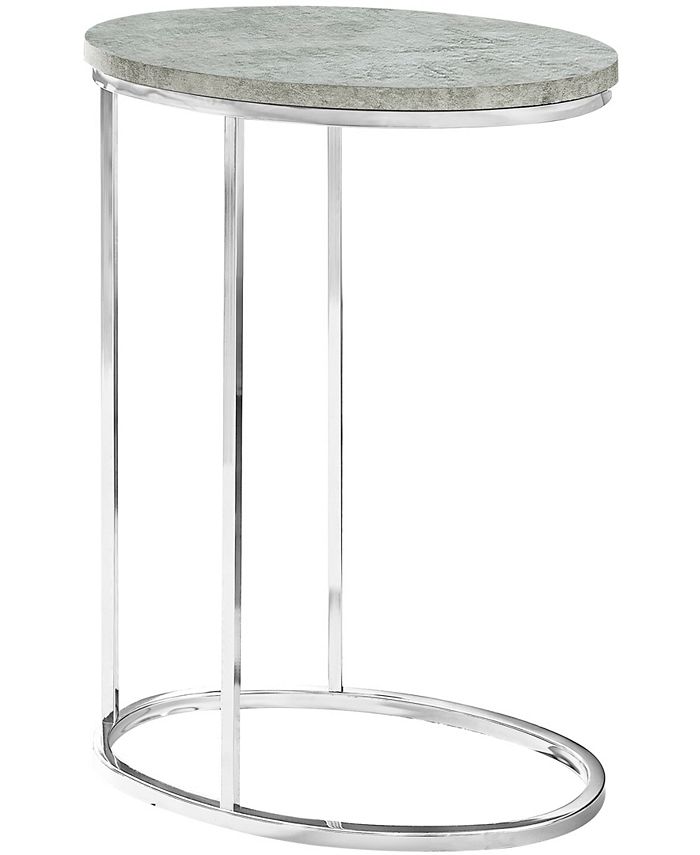 Monarch Specialties Chrome Metal Ocal Edgeside Accent Table in Grey ...