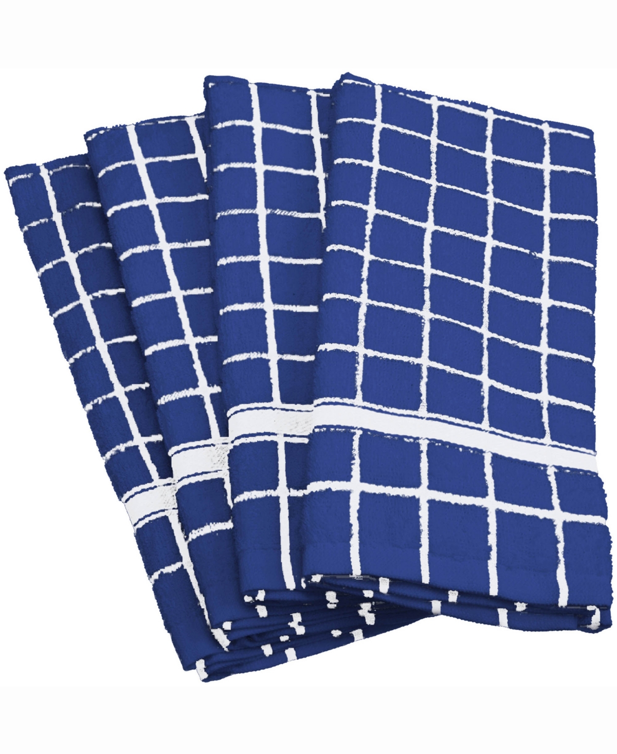Click here for Solid Windowpane Terry Dishtowel  Set of 4 - Navy prices