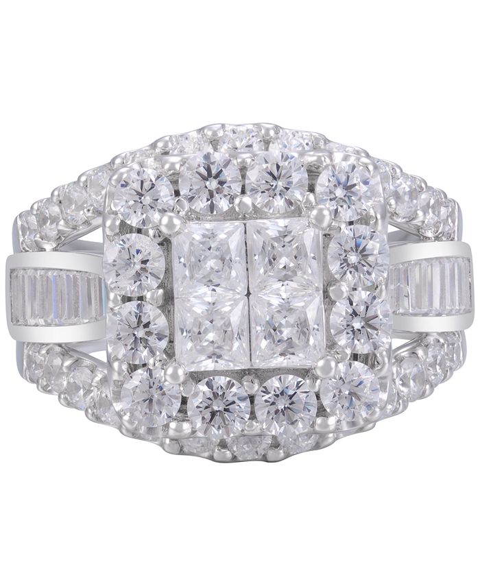 Macy's Diamond Princess Cluster Engagement Ring (3 ct. t.w.) in 14k ...