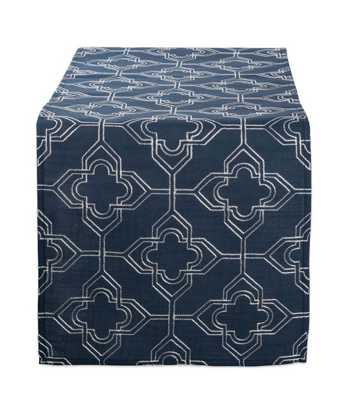 Design Imports Embroidered Lattice Table Runner - Macy's