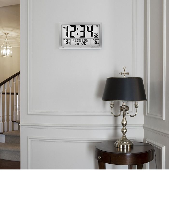 Marathon Slim Atomic Full Calendar Clock with Indoor/Outdoor ...