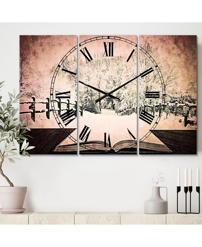 Designart Traditional 3 Panels Metal Wall Clock - Macy's