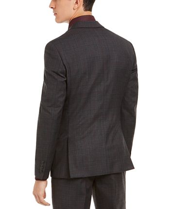 Bar III Men's Slim-Fit Gray Plaid Suit Separate Jacket, Created for ...
