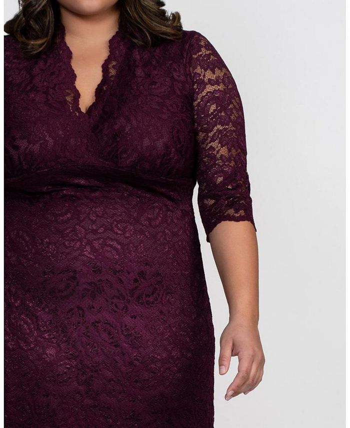 Kiyonna Womens Plus Size Scalloped Boudoir Lace Dress Macys