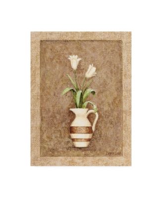 Debra Lake Flowers in a Striped Vase Canvas Art - 19.5" x 26" - Macy's
