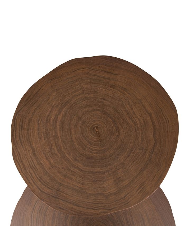 Glitzhome Mid-Century Modern Double Tree Rings Walnut Veneer Side Table ...