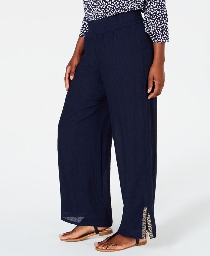 JM Collection Embellished Textured Pants, Created for Macy's - Macy's