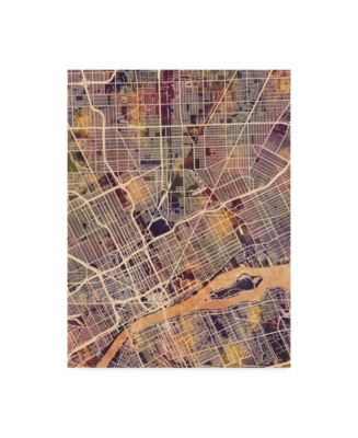 Trademark Global Michael Tompsett Detroit Michigan City Map II Canvas ...