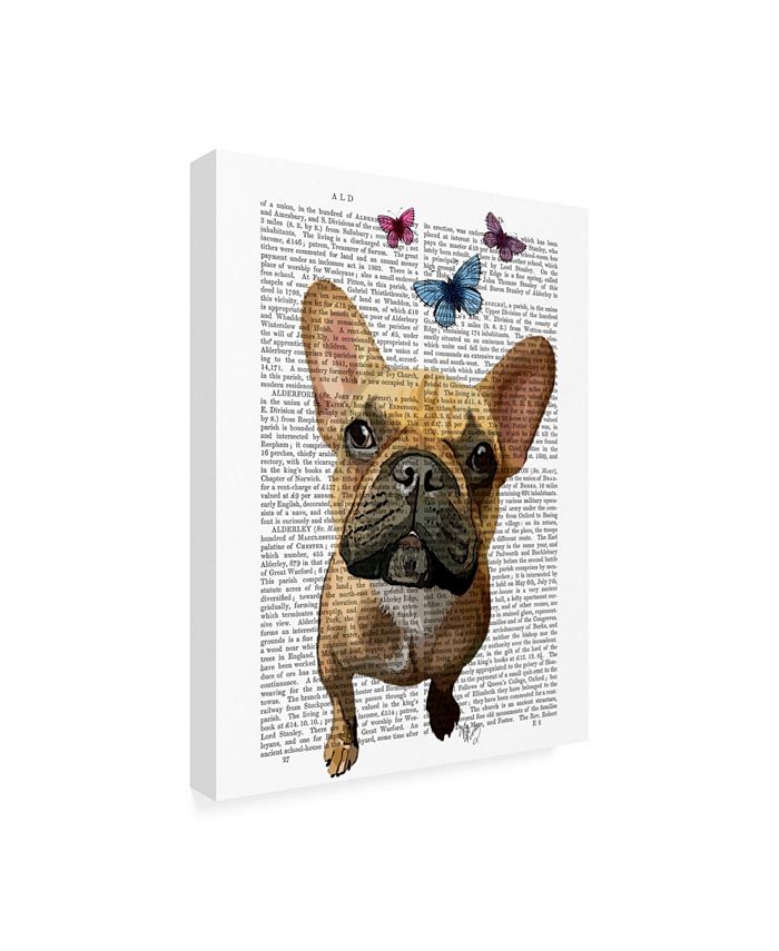 Trademark Global Fab Funky Brown French Bulldog and Butterflies Canvas ...