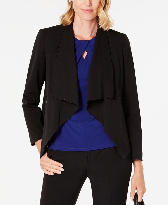 Kasper Open-Front Draped-Lapel Jacket - Macy's