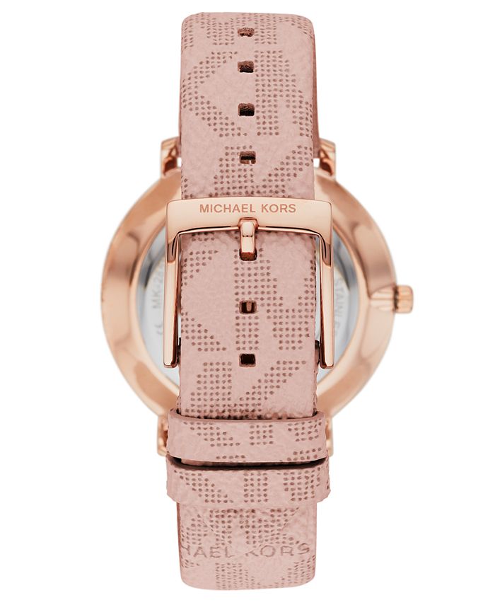 Michael Kors Women's Pyper Pink Logo Strap Watch 38mm - Macy's