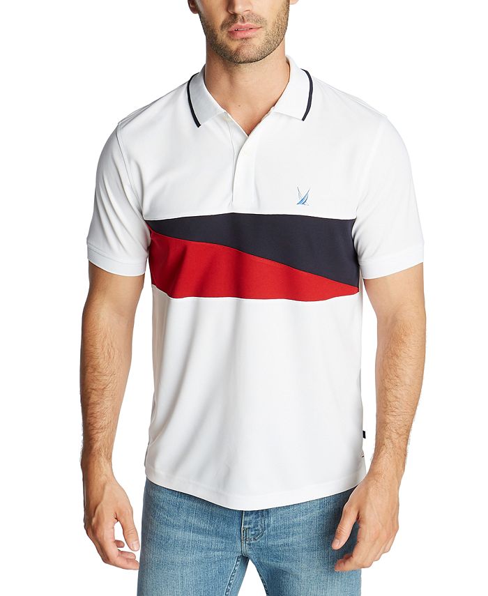 Nautica Mens Blue Sail Classic Fit Diagonal Flag Polo Shirt Created