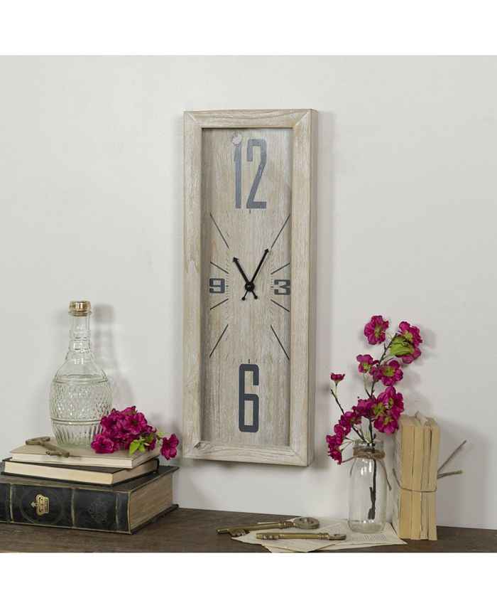 VIP Home & Garden Washed Natural Wood Wall Clock Stretched - Macy's
