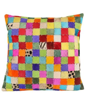 St. Croix Matador Block Leather Hide Hair On Pillow, 18" x 18" - Macy's