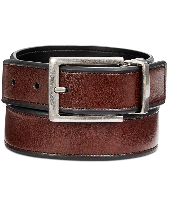 Perry Ellis Men's Beveled-Edge Reversible Leather Belt - Macy's