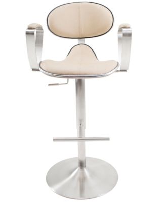 MIX Jaylo Faux Fabric Adjustable Swivel Barstool with Arms - Macy's