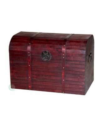 Vintiquewise Antique Finished Barn Style Wood Trunk - Macy's