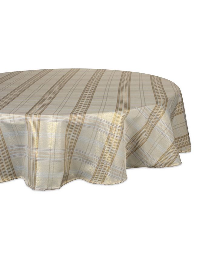 Design Imports Metallic Plaid Tablecloth - Macy's