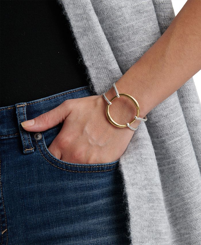 Lucky Brand Two-Tone Openwork Circle Cuff Bracelet - Macy's