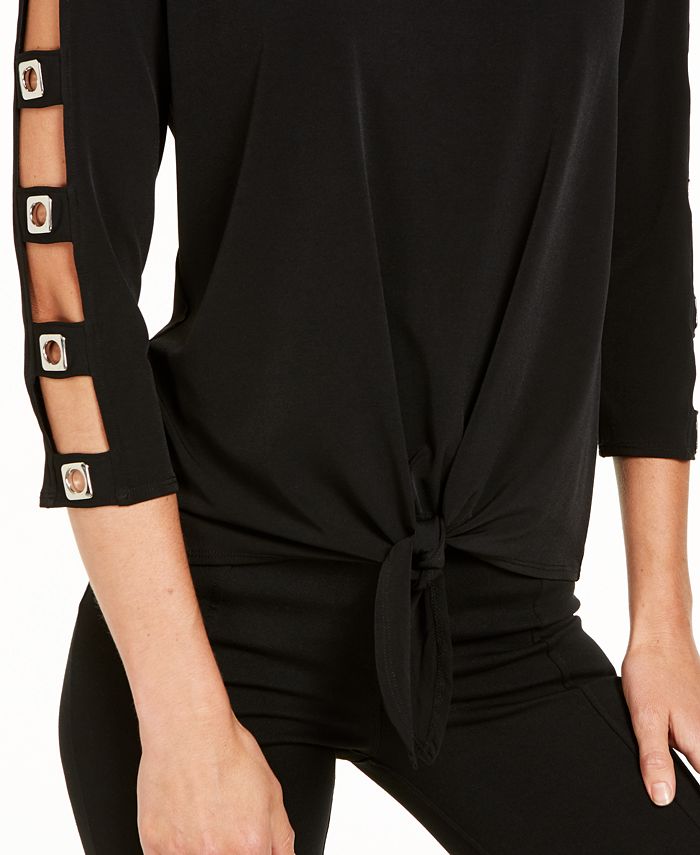 JM Collection Tie-Hem Ladder-Sleeve Top, Created for Macy's - Macy's
