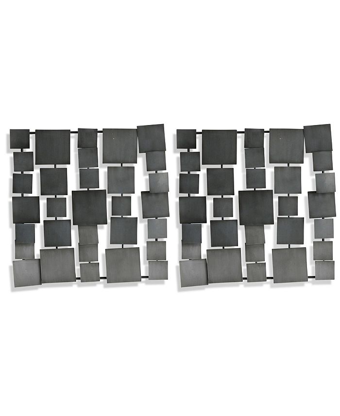 StyleCraft Grey Metal Square Panels - Set of 2 - Macy's