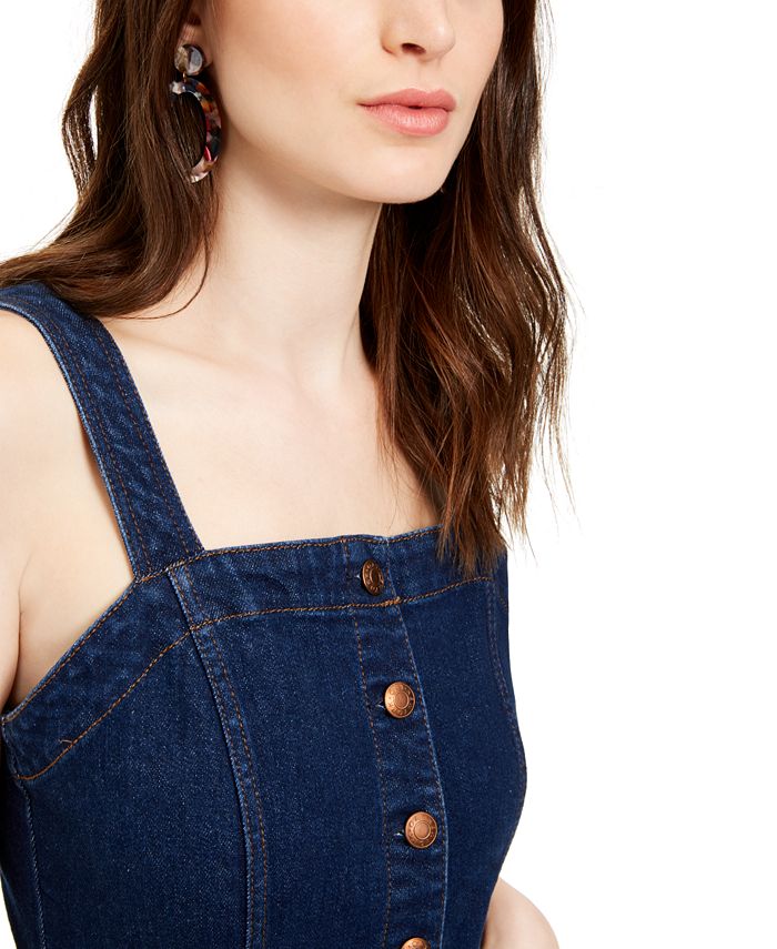 OAT Fitted Button-Front Overall Dress - Macy's