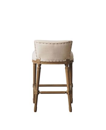 Burnham Home Designs Francesca Stool Wooden Barstool with Linen Seat ...