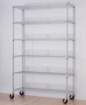 TRINITY 6-Tier Wire Shelving Rack with NSF Includes Wheels and Back ...
