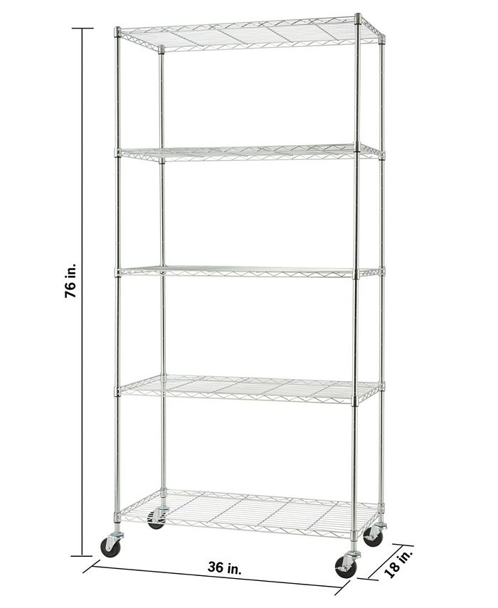 TRINITY Basics 5-Tier Wire Shelving Rack Includes Wheels - Macy's
