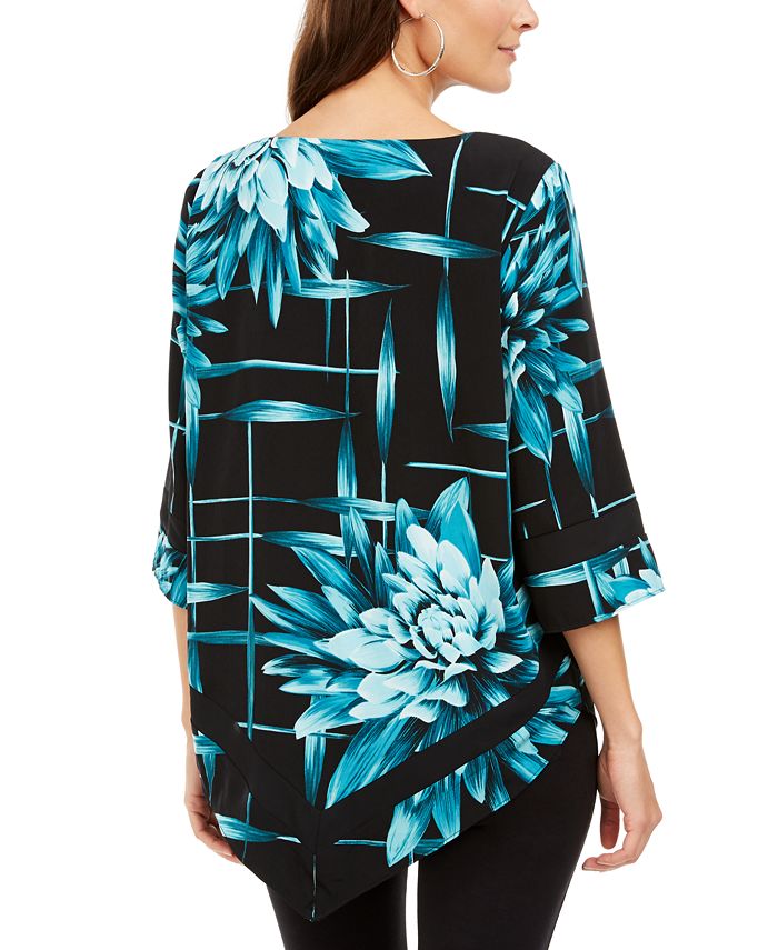 Alfani Printed V-Hem Top, Created for Macy's - Macy's