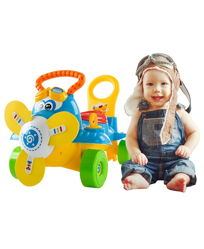 Lil' Rider Ride On Toy Airplane Electronic Wheeled Scooter and Push ...