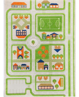 IVI Traffic 3D Childrens Play Mat & Rug in A Colorful Town Design with ...