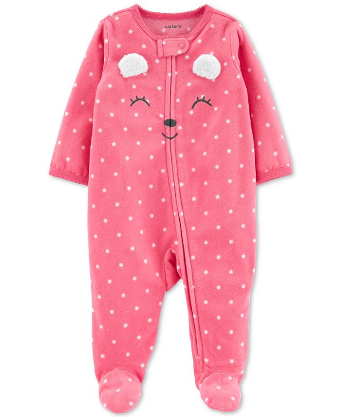 Carter's Baby Girls Bear Zip-Up Fleece Coveralls - Macy's