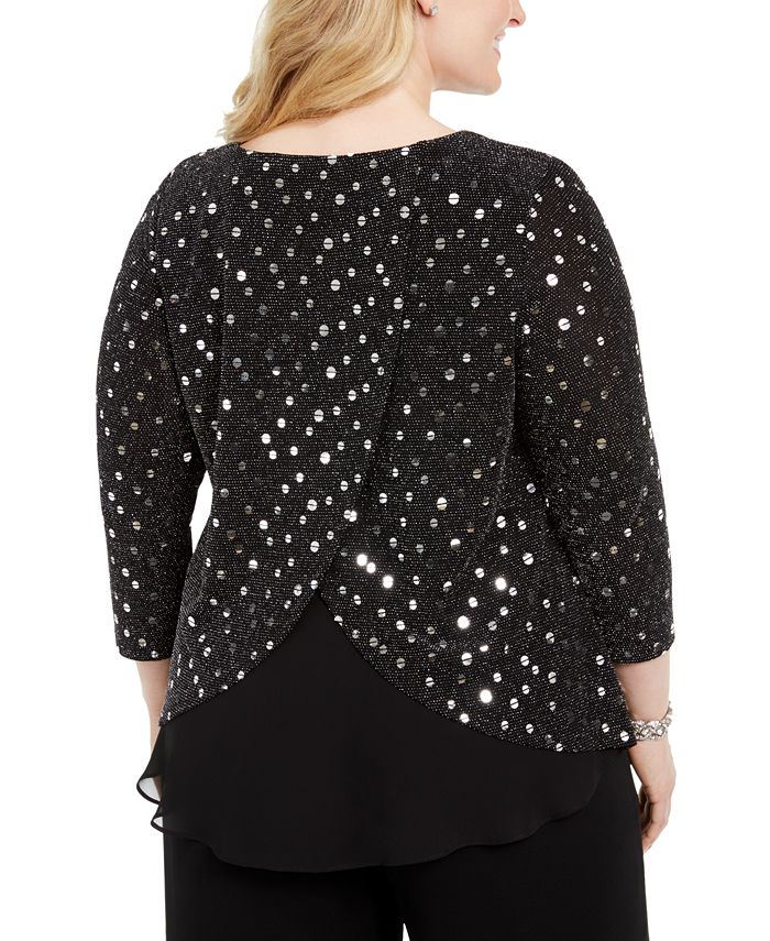 MSK Plus Size Metallic-Dot Top - Macy's