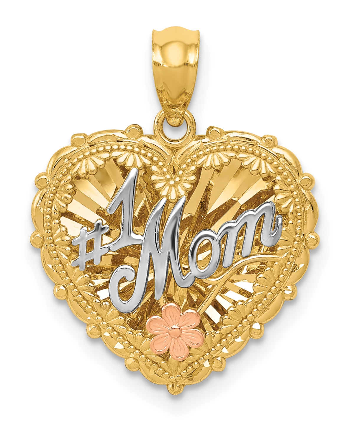 Click here for #1 Mom Shadowbox Charm in 14k Yellow  White and Ro... prices