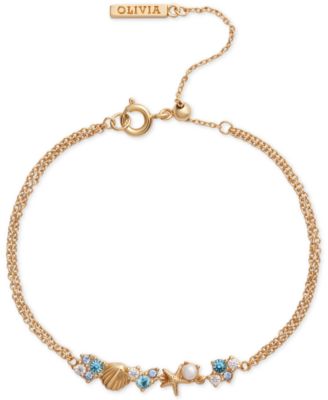 Olivia Burton Crystal & Imitation Pearl Chain Bracelet - Macy's